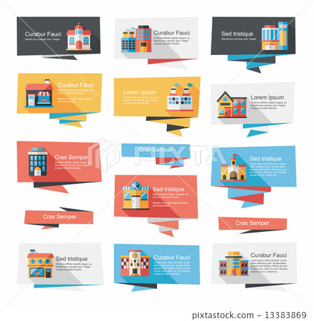 Building banner flat design background set, eps10 - Stock Illustration ...