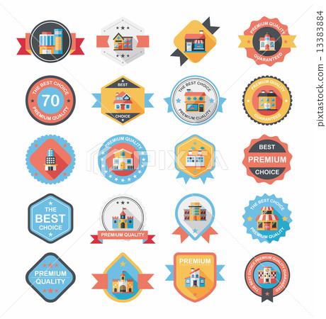 Building badge flat design background set, eps10 - Stock Illustration ...