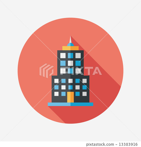 Commercial Building flat icon with long... - Stock Illustration ...