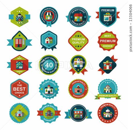 Building badge flat design background set, eps10 - Stock Illustration ...