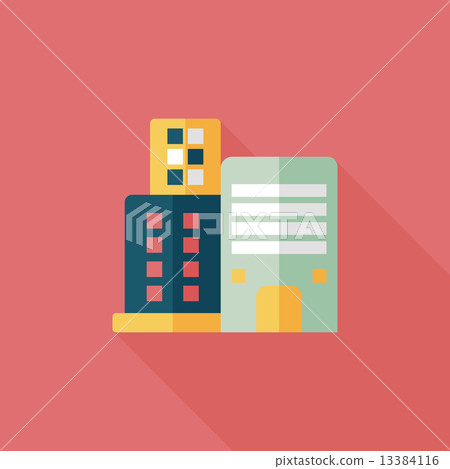 Commercial Building flat icon with long... - Stock Illustration ...