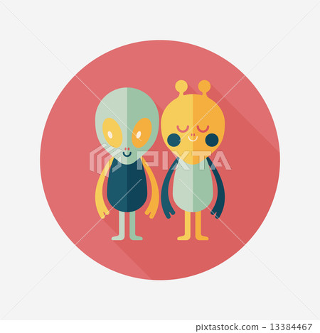 Space alien friendship flat icon with long... - Stock Illustration ...