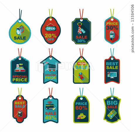 shopping tag banner flat design background set,... - Stock Illustration ...