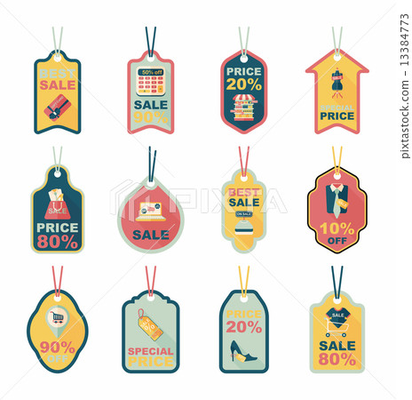 shopping tag banner flat design background set,... - Stock Illustration ...