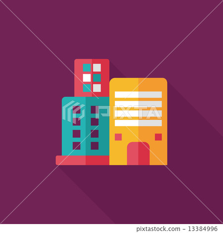 Commercial Building flat icon with long... - Stock Illustration ...