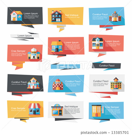 Building banner flat design background set, eps10 - Stock Illustration ...