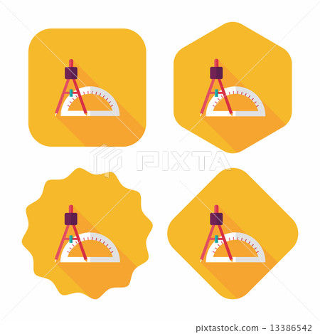 rulers and compass flat icon with long... - Stock Illustration ...