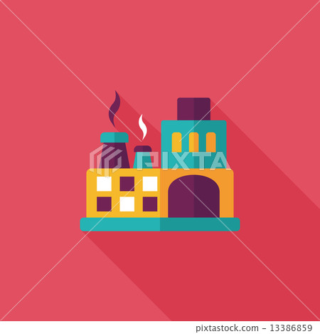 Building factory flat icon with long shadow,eps10 - Stock Illustration ...