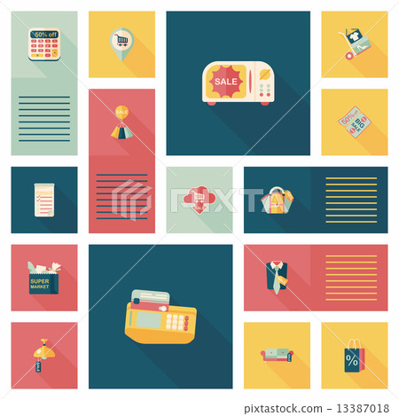 shopping ui flat design background set, eps10 - Stock Illustration ...