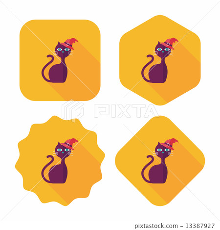 Evil cat flat icon with long shadow,eps10-插圖素材 [13387927] - PIXTA圖庫
