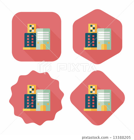 Commercial Building flat icon with long... - Stock Illustration ...