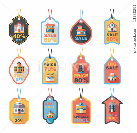 Building tag flat design background set, eps10 - Stock Illustration ...