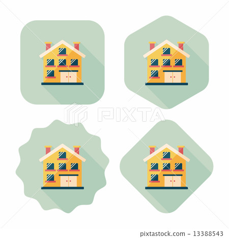Building apartment flat icon with long... - Stock Illustration ...