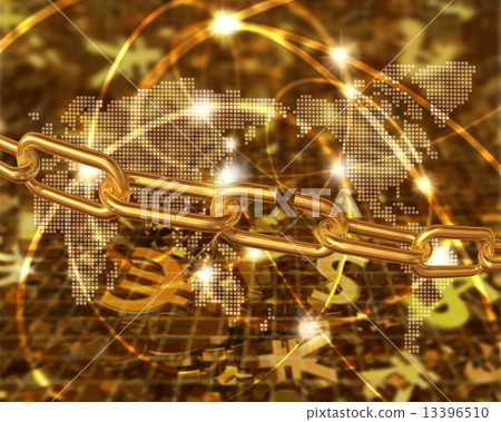 World map links with chain - Stock Illustration [13396510] - PIXTA