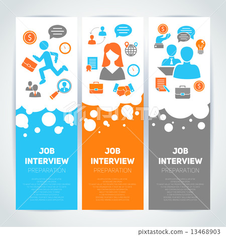 Job interview flat banner set - Stock Illustration [13468903] - PIXTA