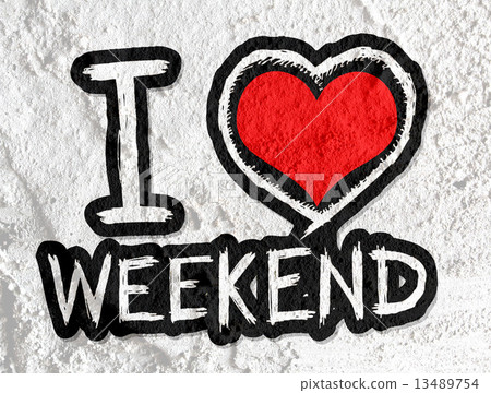I love weekend on Cement wall Background texture - Stock Illustration ...
