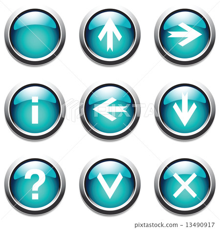 Turquoise buttons with signs. - Stock Illustration [13490917] - PIXTA