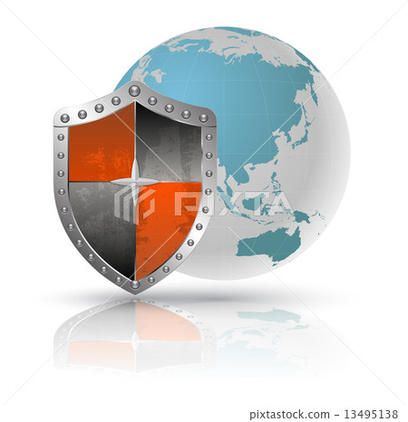 shield with earth - Stock Illustration [13495138] - PIXTA