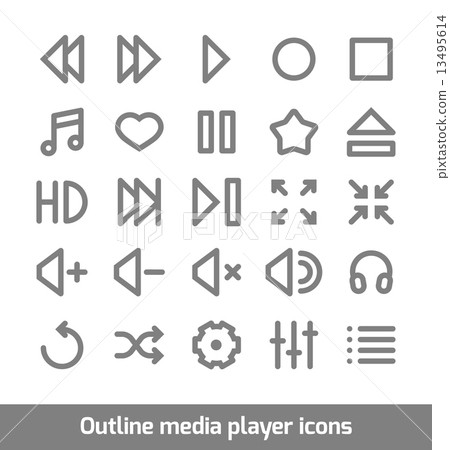 Outline media player icons set - Stock Illustration [13495614] - PIXTA
