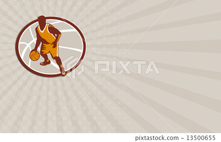 Business card Basketball Player Dribbling Ball... - Stock Illustration ...