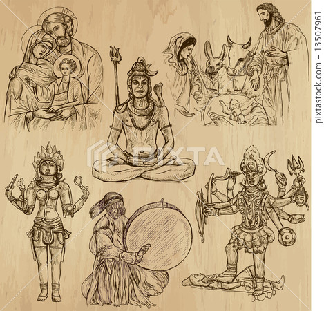 Religion - An hand drawn vector pack - Stock Illustration [13507961 ...