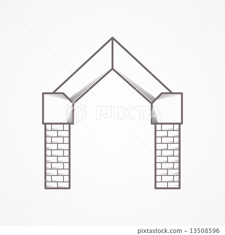 Flat line vector icon for gates arch - Stock Illustration [13508596 ...