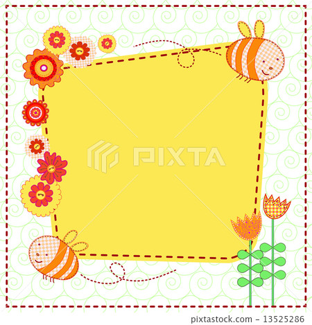 Lovely flowers and the cute bees-插圖素材 [13525286] - PIXTA圖庫