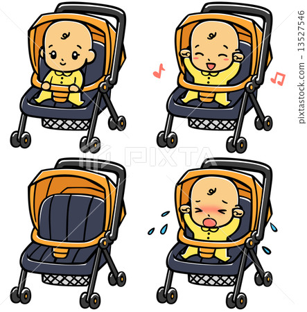 Baby riding a stroller - Stock Illustration [13527546] - PIXTA