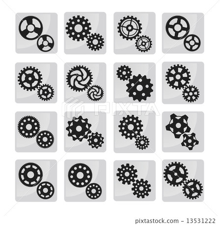 Vector cog icons (black & white) - Stock Illustration [13531222] - PIXTA