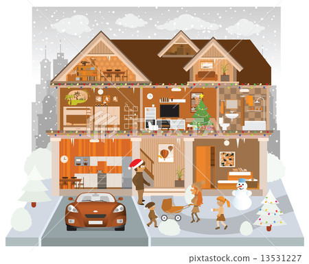 Inside the house (Winter) - Stock Illustration [13531227] - PIXTA