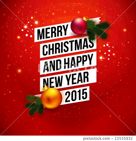 Red traditional Christmas card 2015. Typography... - Stock Illustration ...