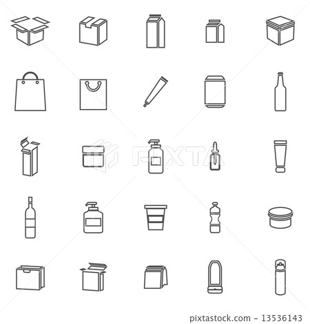 Packaging line icons on white background - Stock Illustration [13536143 ...