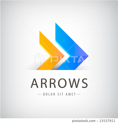vector abstract 2 arrows colorful icon, logo... - Stock Illustration ...