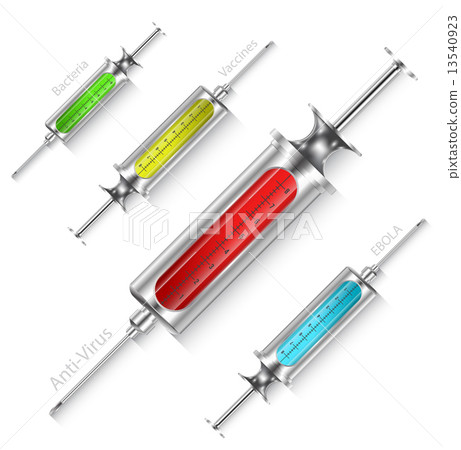 Medical syringe filled. Syringe Ebola anti... - Stock Illustration ...