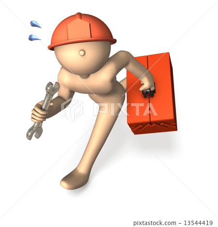 Engineers running a tool box with one hand - Stock Illustration ...