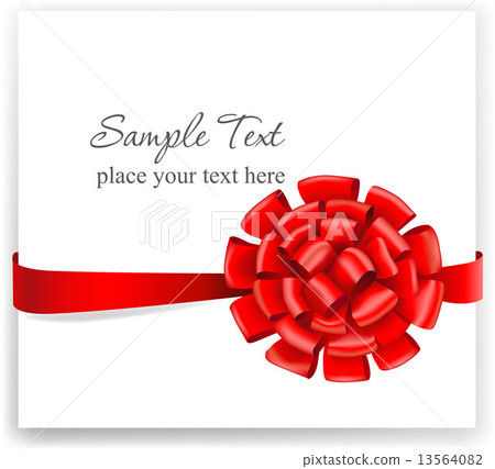 Greeting card with a red ribbon. - Stock Illustration [13564082] - PIXTA