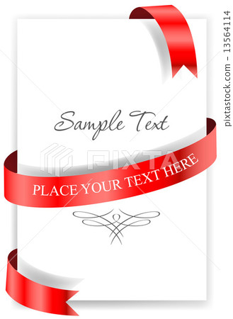 Greeting card with a red ribbon. - Stock Illustration [13564114] - PIXTA
