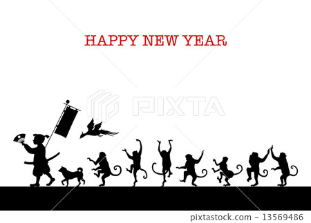 Momotaro and monkey marching with words - Stock Illustration [13569486 ...