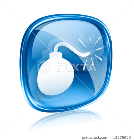 bomb icon blue glass, isolated on white...-插圖素材 [13576990] - PIXTA圖庫