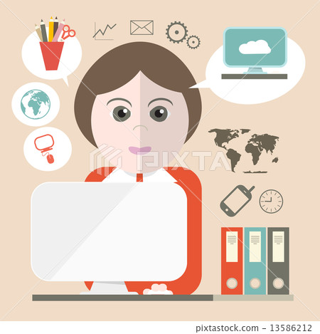 Secretary Vector Illustration with Business... - Stock Illustration ...