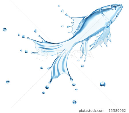 Water splash in form of jumping fish - Stock Illustration [13589962 ...
