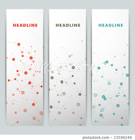 Three vector banner with a molecular structure - Stock Illustration ...