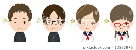 Student face set wink - Stock Illustration [13592976] - PIXTA
