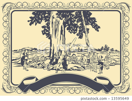 Utagawa Hiroshige Kiso Highway 69th Frame ·... - Stock Illustration ...