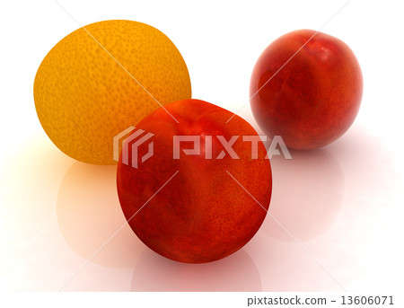 fresh peaches and mandarin - Stock Illustration [13606071] - PIXTA