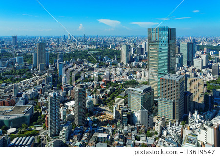 Tokyo midtown with urban sky spread and urban... - Stock Photo ...