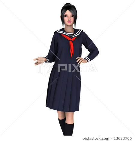 Female student in a sailor suit - Stock Illustration [13623700] - PIXTA