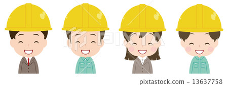 Worker face set smile - Stock Illustration [13637758] - PIXTA
