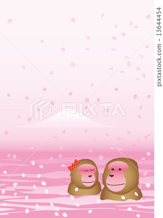 Monkey and Mount Fuji - Stock Illustration [13644454] - PIXTA