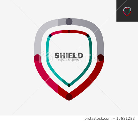 Minimal line design logo, shield icon - Stock Illustration [13651288 ...